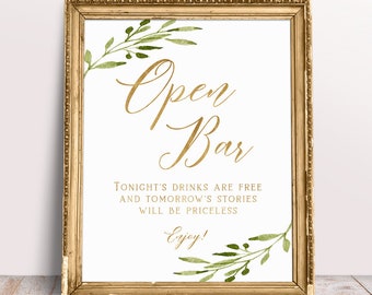 Open bar quote sign | Etsy