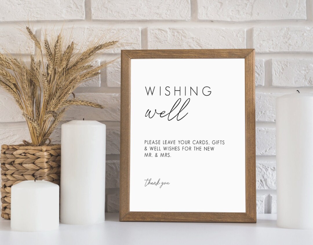 PRINTABLE Wishing Well Sign Modern Simple Elegant Cards - Etsy