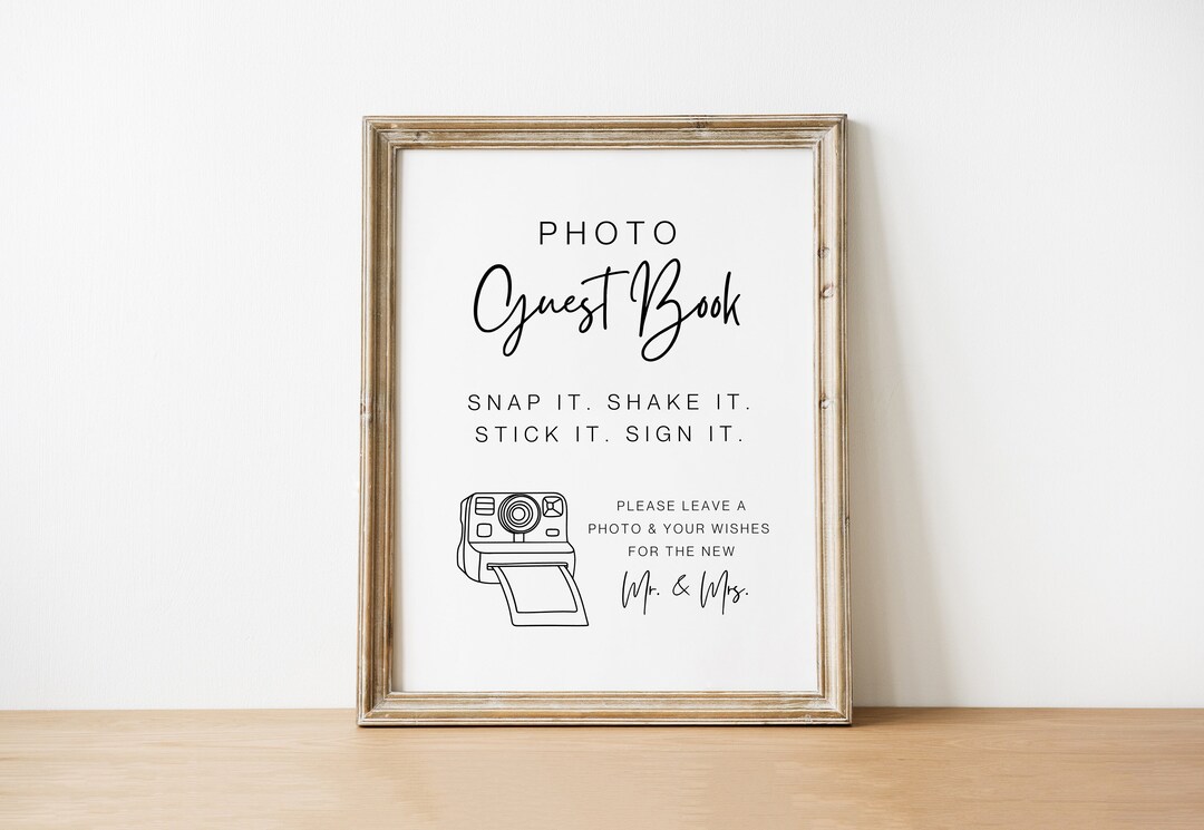 PRINTABLE Photo Guestbook Snap Shake Sign Stick It Guest Book Leave ...