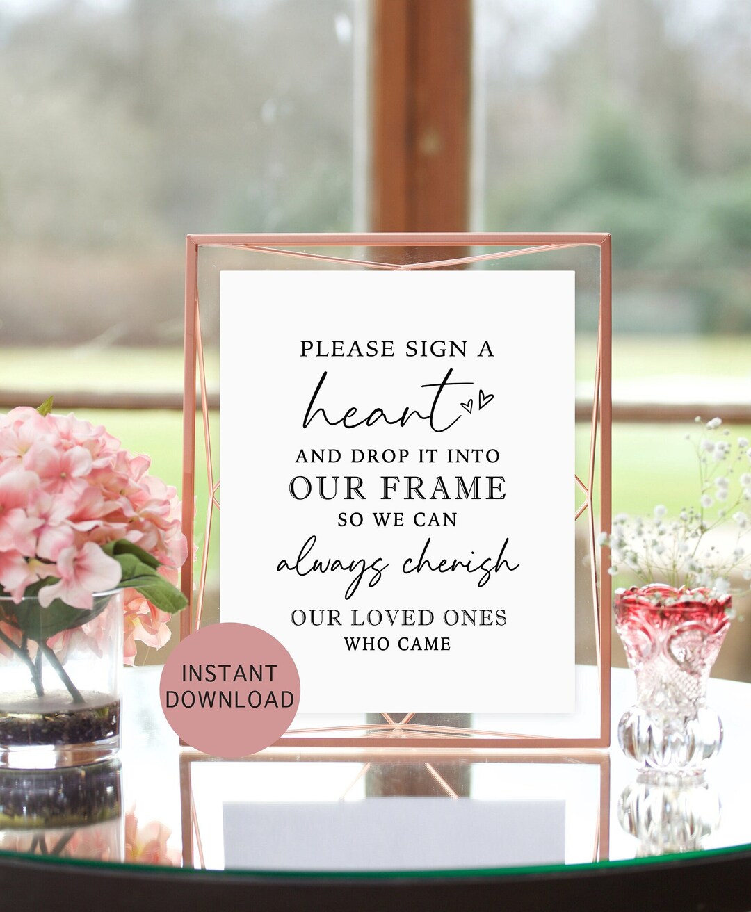 PRINTABLE Please Sign A Heart Wedding Reception Guestbook Wooden Heart ...