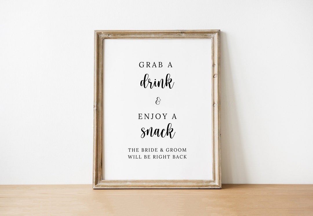 PRINTABLE Grab A Drink Enjoy A Snack Bride Groom Will Be - Etsy