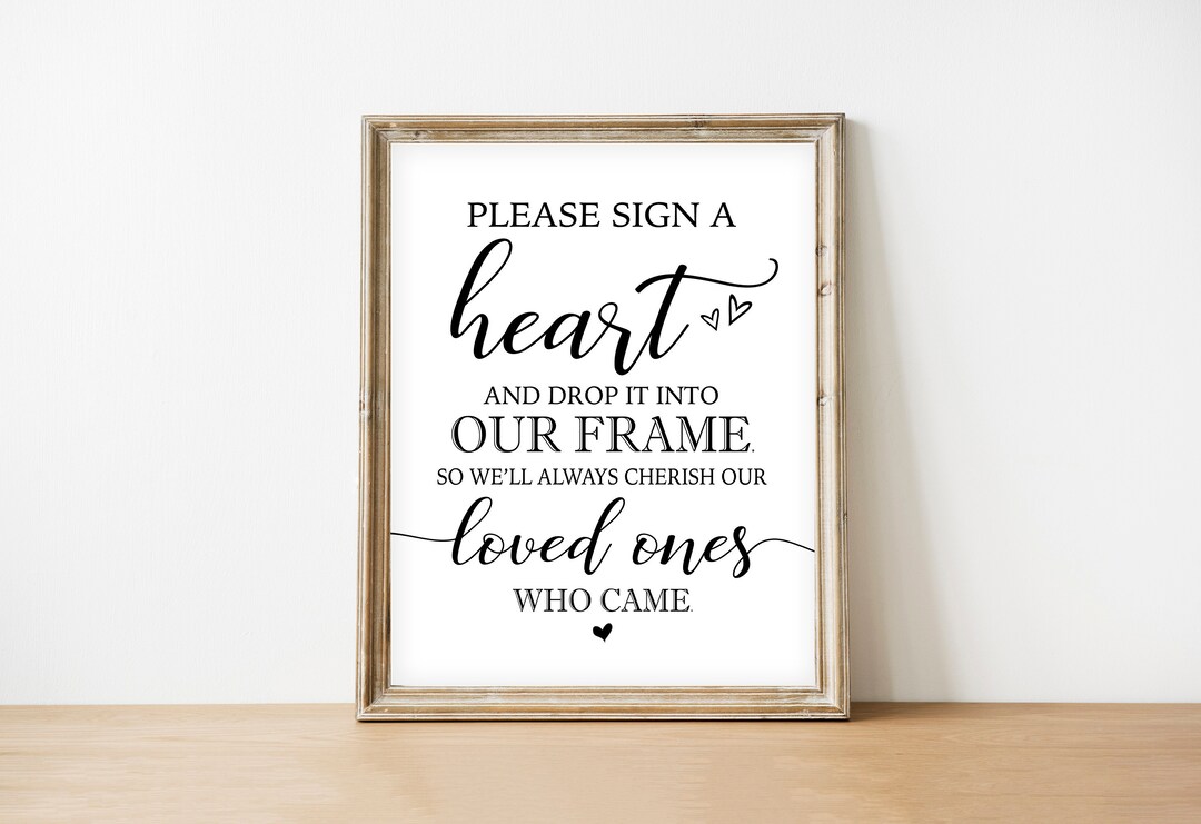 PRINTABLE Please Sign A Heart Sign Wedding Reception Guestbook Wooden ...