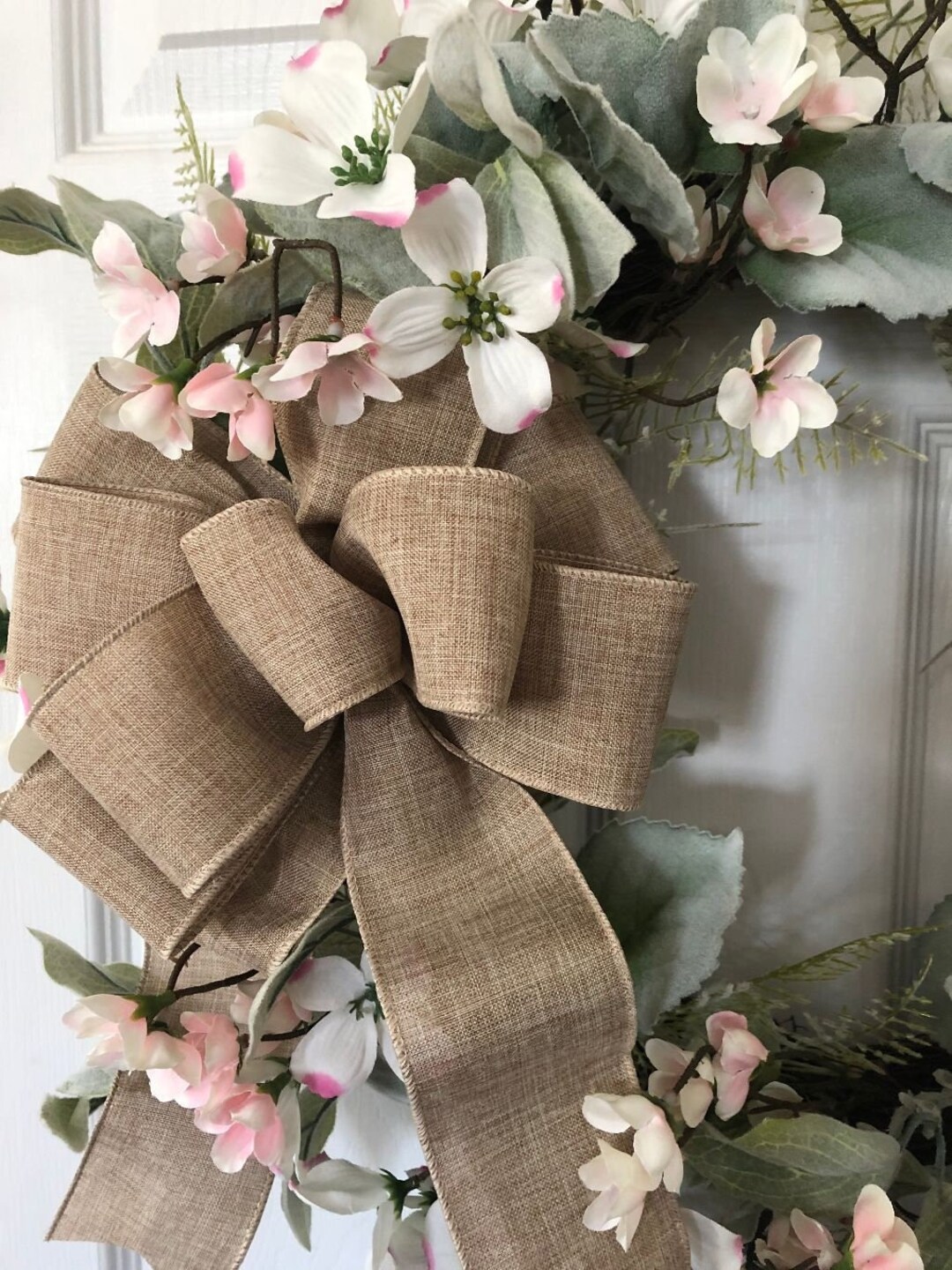 Burlap Bow, Country, Farm House Wreath Bow, Natural Linen Burlap Wired ...