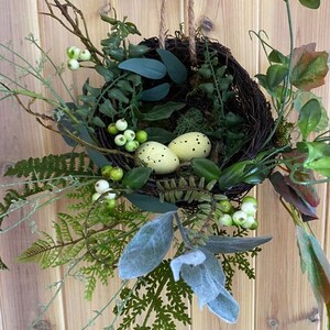 Bird Nest Wreath, Spring, Woodland Nest Wreath, Light and Airy,ferns ...