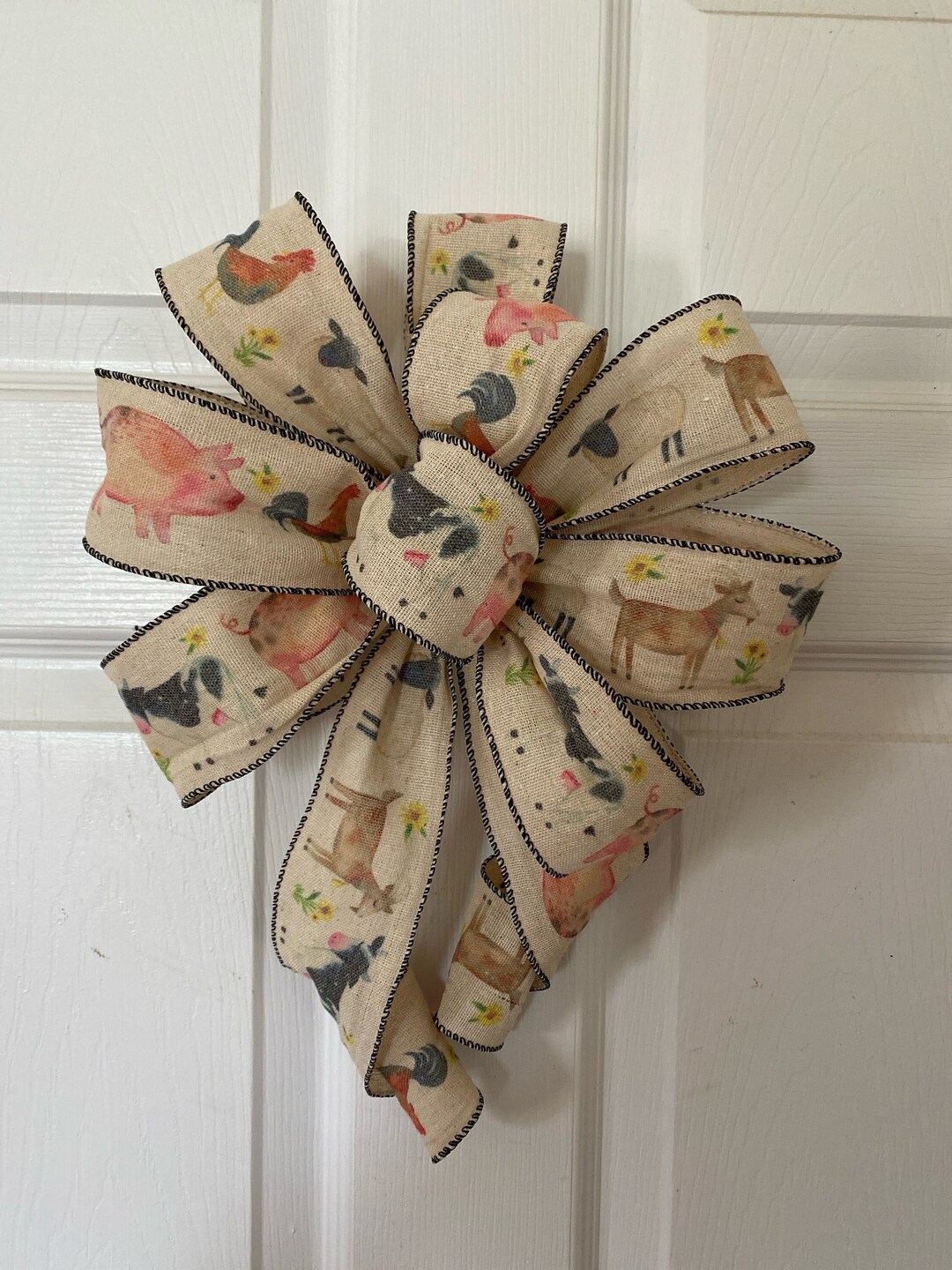 Farm Animal Bow, Barnyard Animals Bow, Cows, Pigs, Goats, Chickens and ...