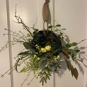 Bird Nest Wreath, Spring, Woodland Nest Wreath, Light and Airy,ferns ...