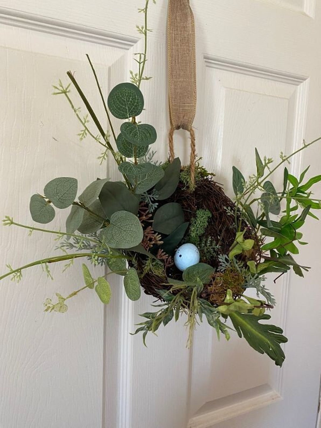 Bird Nest Wreath, Spring, Woodland Nest Wreath, Light and Airy,ferns ...