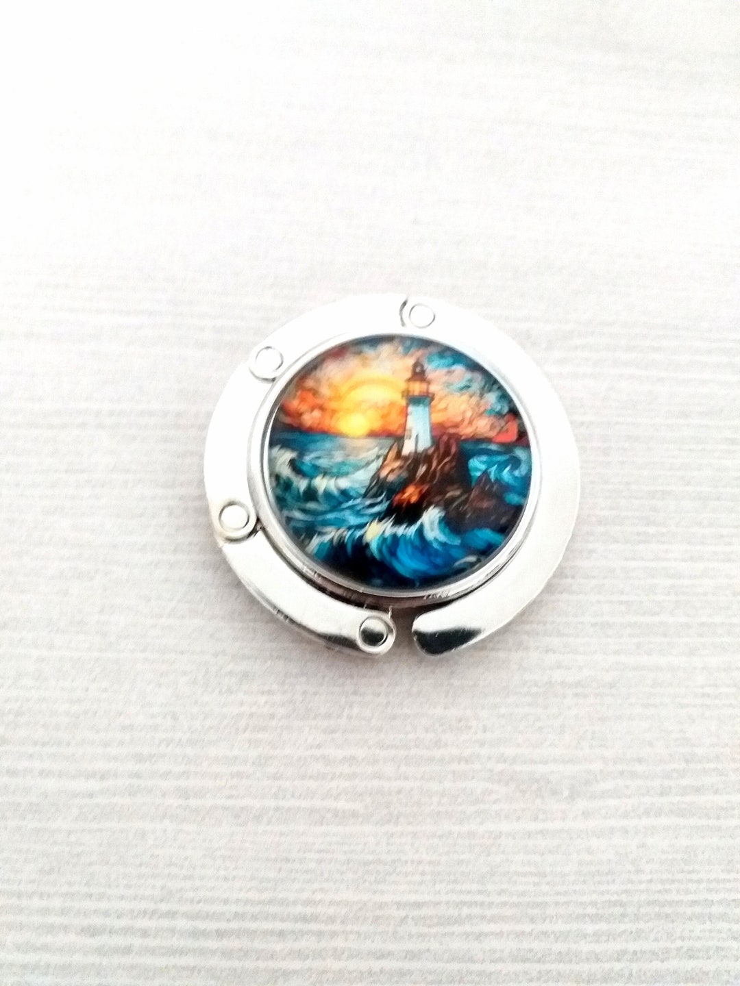 Lighthouse Purse Hook for Tables, Compact Coastline Tote Bag Hanger ...