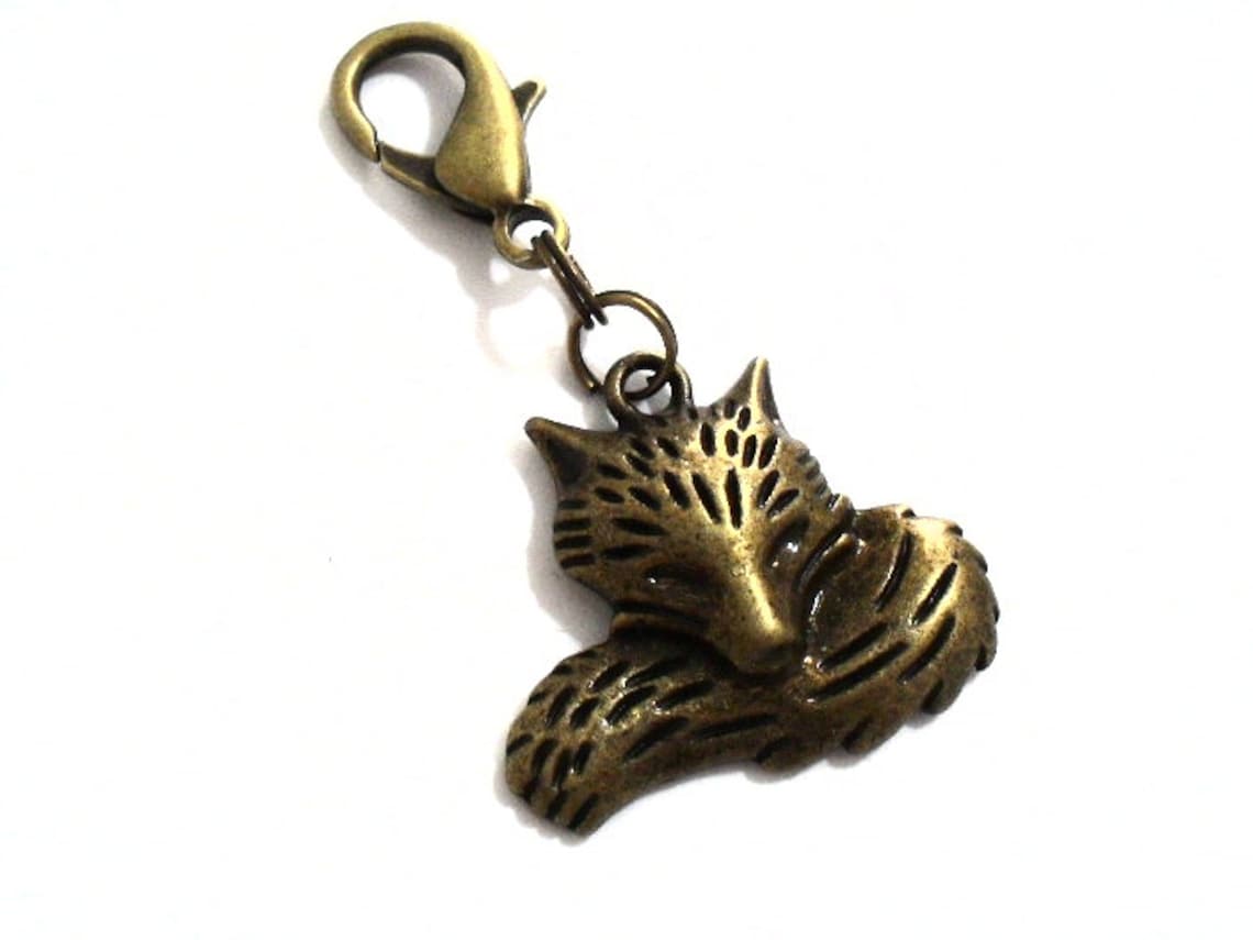 Fox Zipper Pull Sleeping Fox Charm Keyring Clasp Cute Fox - Etsy