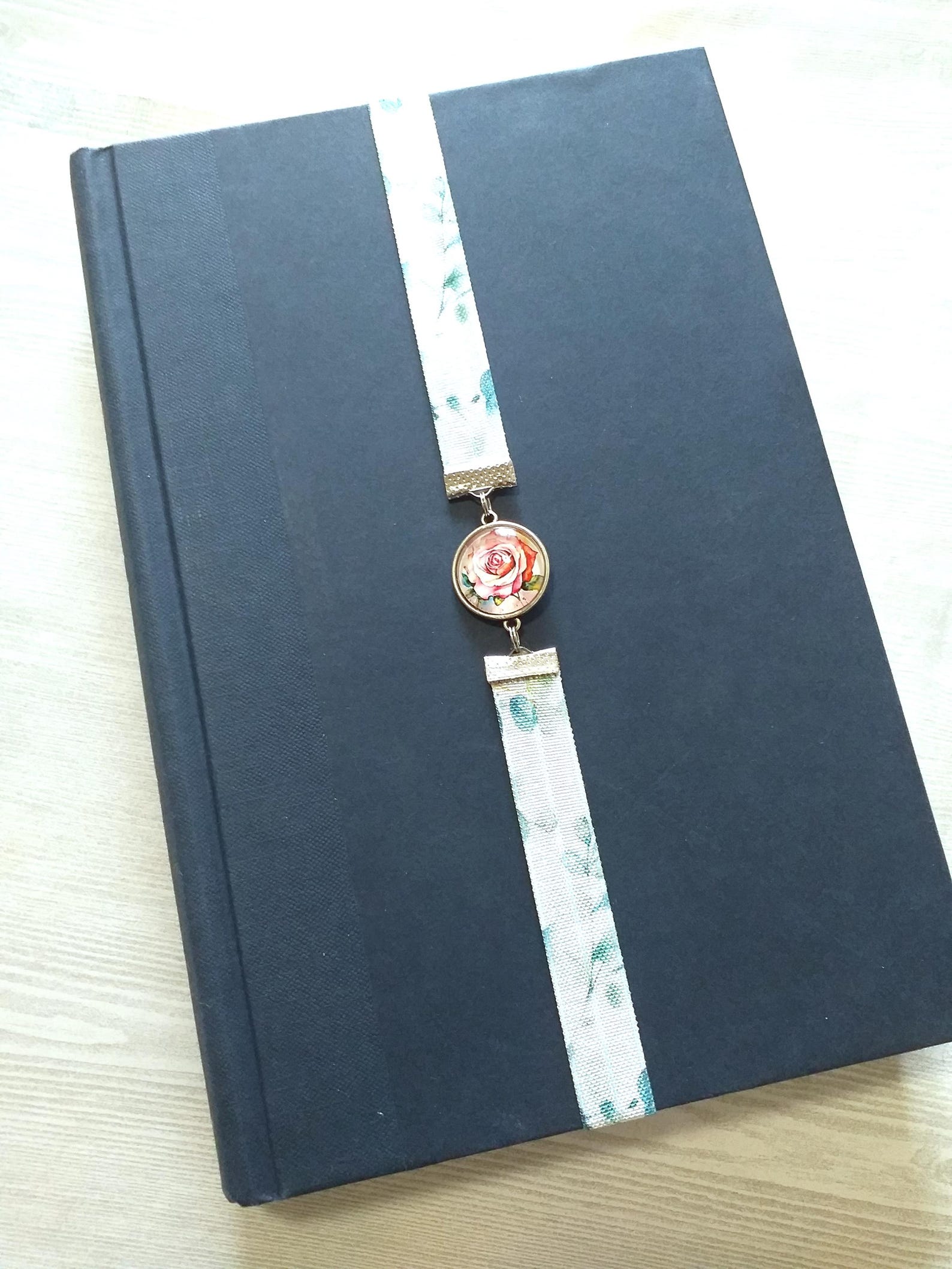 Rose Bookmark Stretchable Bookband, Flowers FOE Ribbon Stretch Elastic ...