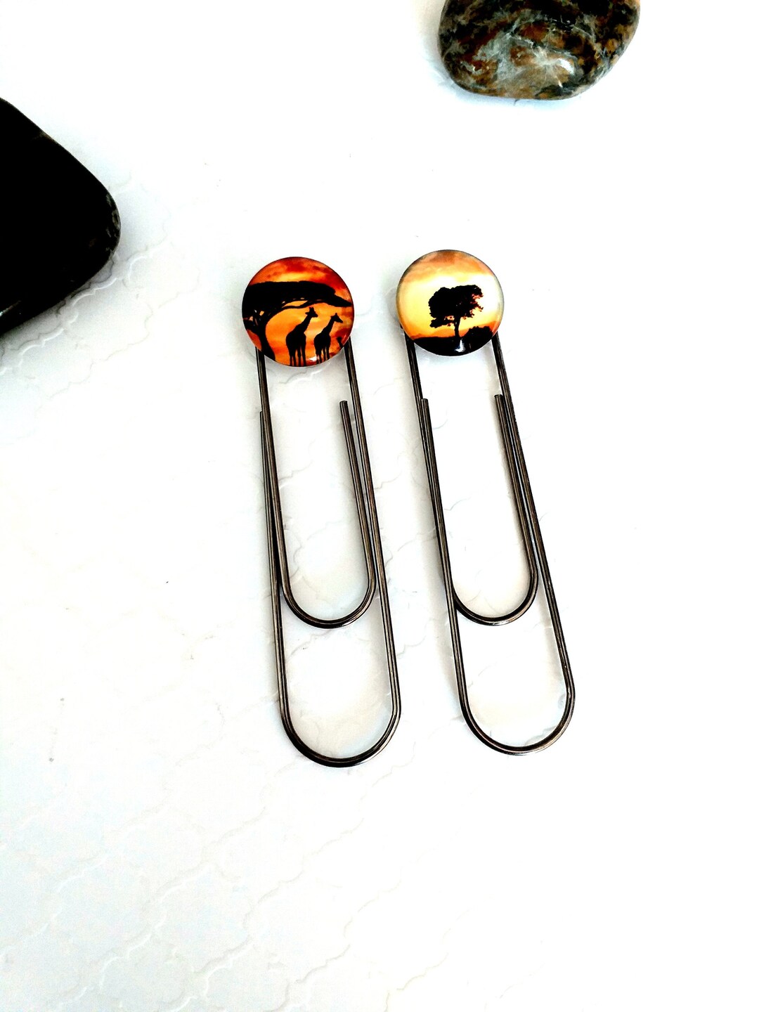 Large Giraffes Paper Clip and Tree Paperclip in a Set of Two, Sunset ...