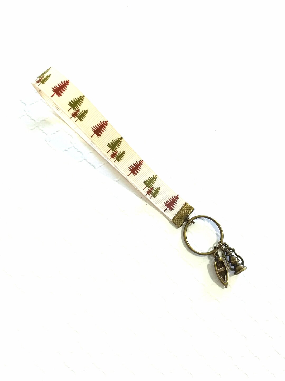 Nature Key Wristlet Keychain With Trees Ribbon, Forest Wrist Lanyard ...