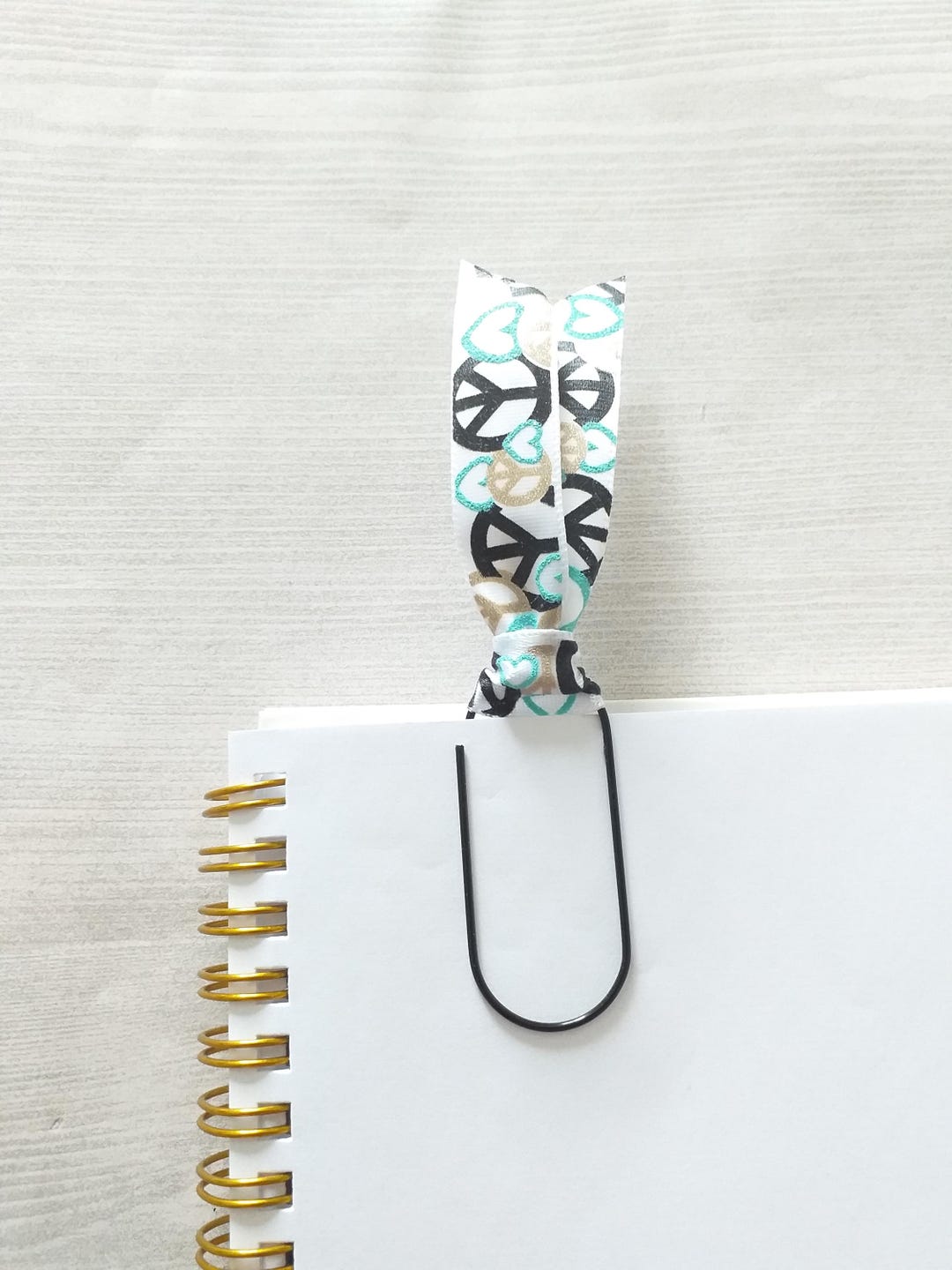Peace Sign Ribbon Paperclip, Black Wide Paper Clip, Bow Metal Bookmark ...