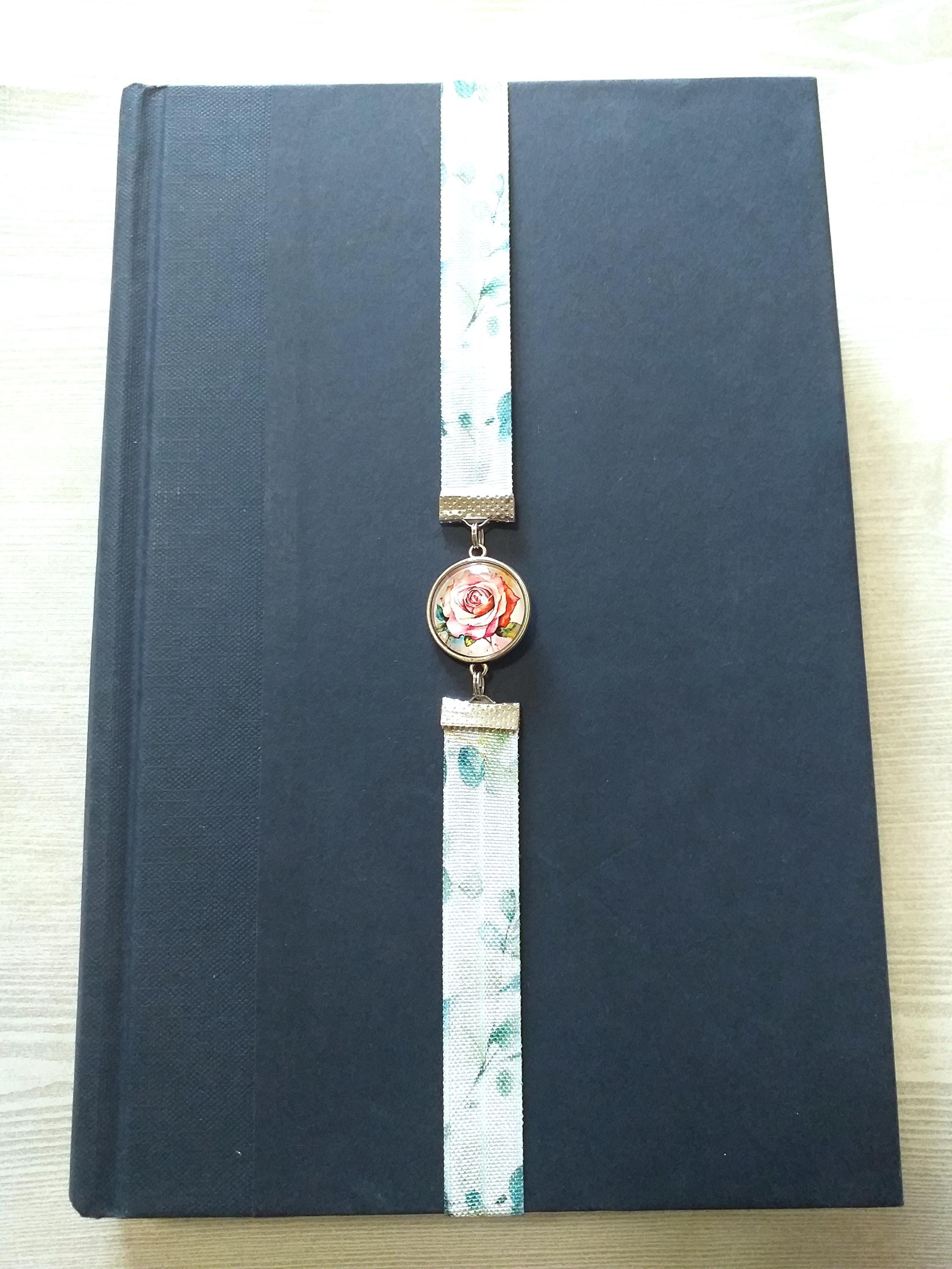 Rose Bookmark Stretchable Bookband, Flowers FOE Ribbon Stretch Elastic ...