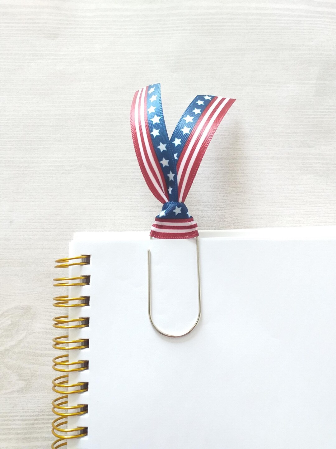 USA Flag Ribbon Paperclip, Silver Patriotic Wide Paper Clip, American ...