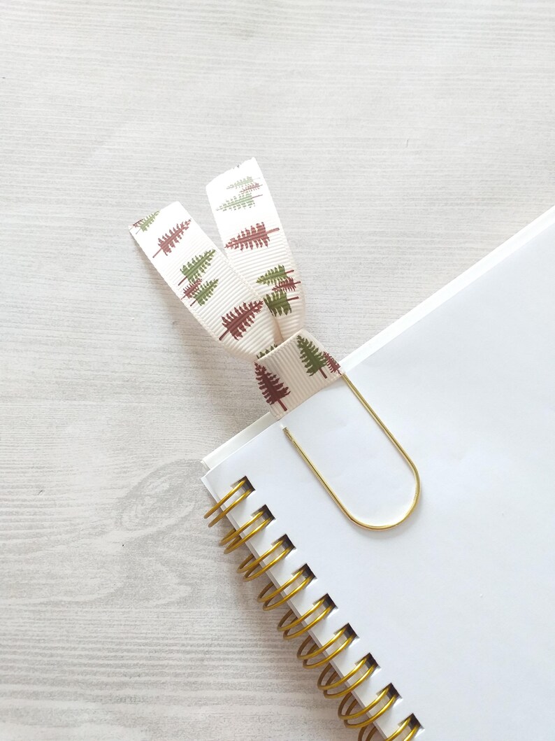 Forest Ribbon Paperclip, Trees Pattern Gold Wide Paper Clip, Bow Metal ...