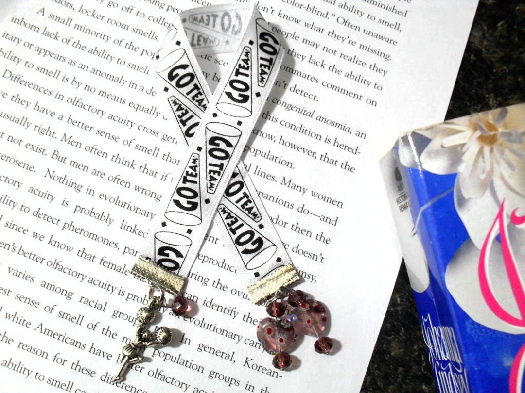 Cheerleader Ribbon Bookmark, Cheerleading Charm Crystal Beaded ...