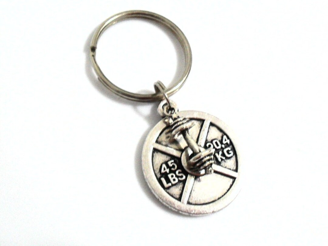 Weight Lifting Keychain, Barbell Key Chain, Weight Plate Keyring ...