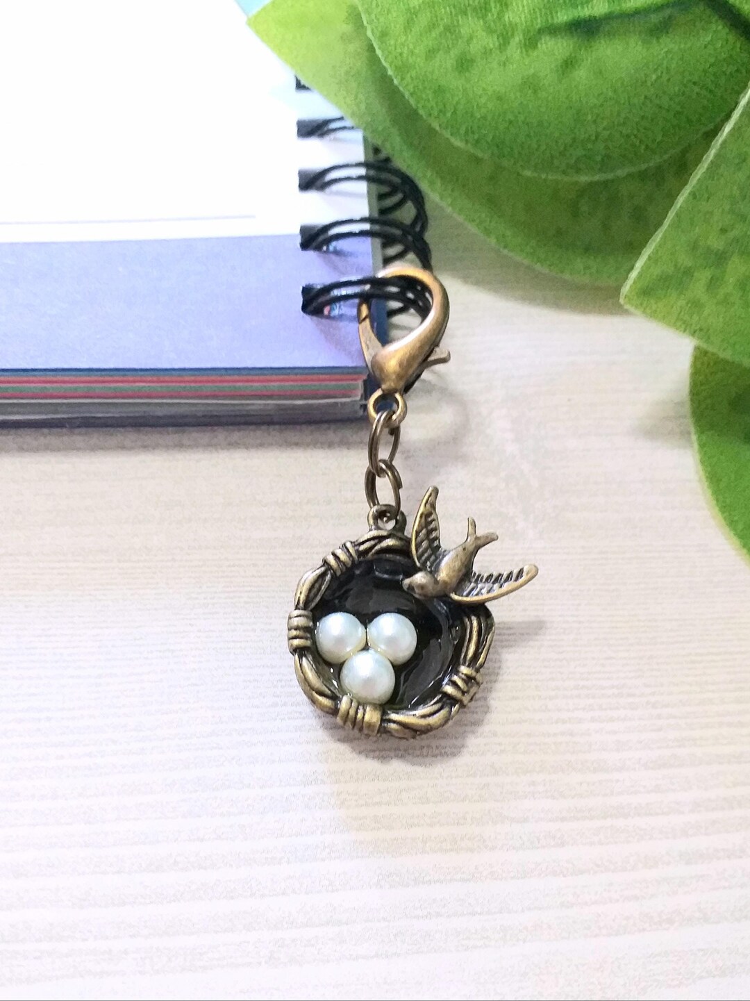 Birds Nest Zipper Pull, Mom Nesting Charm Key Chain Clip, Binder ...