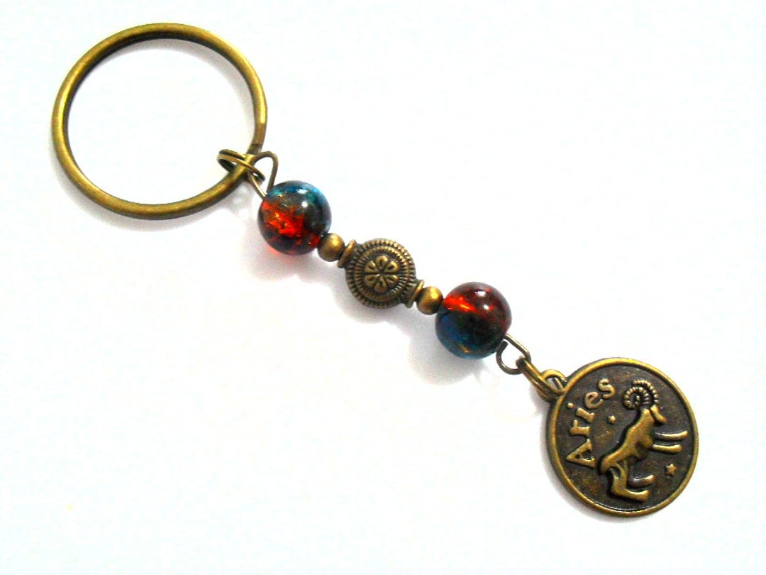 Horoscope Keychains, Astrology Beaded Key Chains, Zodiac Key Ring ...