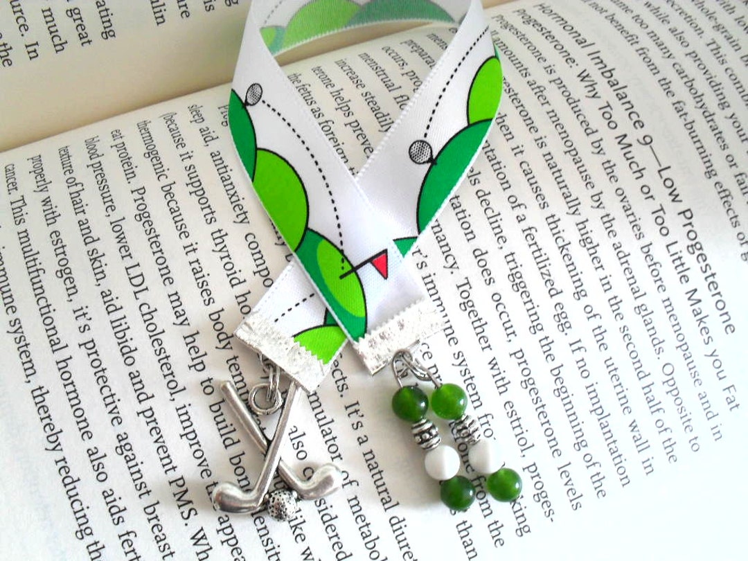 Golf Ribbon Bookmark With Silver Tone Golf Club Pendant Charm, Gifts ...