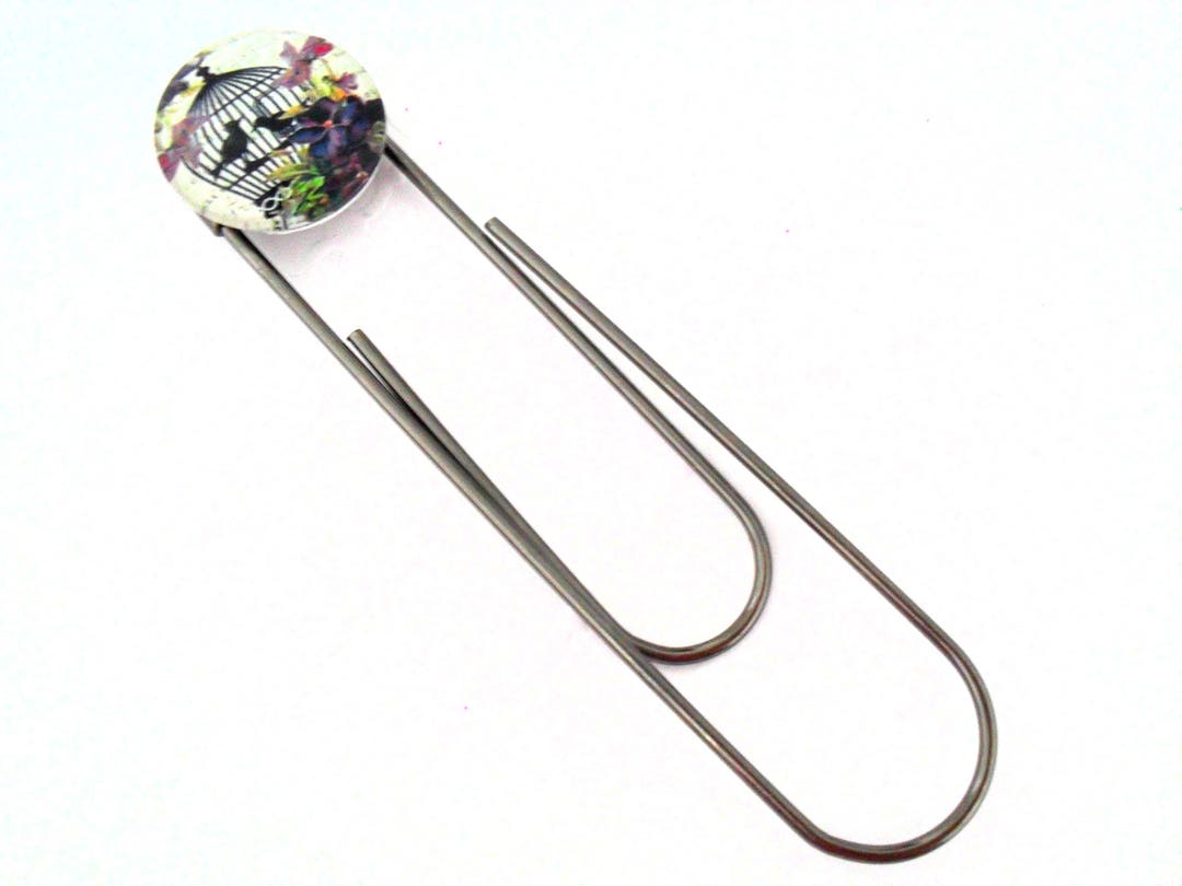 Bird Cage Large Paper Clip, Vintage Style Paperclip With Purple Flowers ...