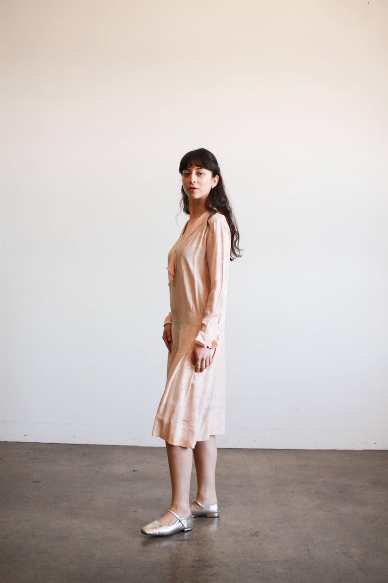 1920s Blush Damask Drop Waist Collared Dress - Etsy
