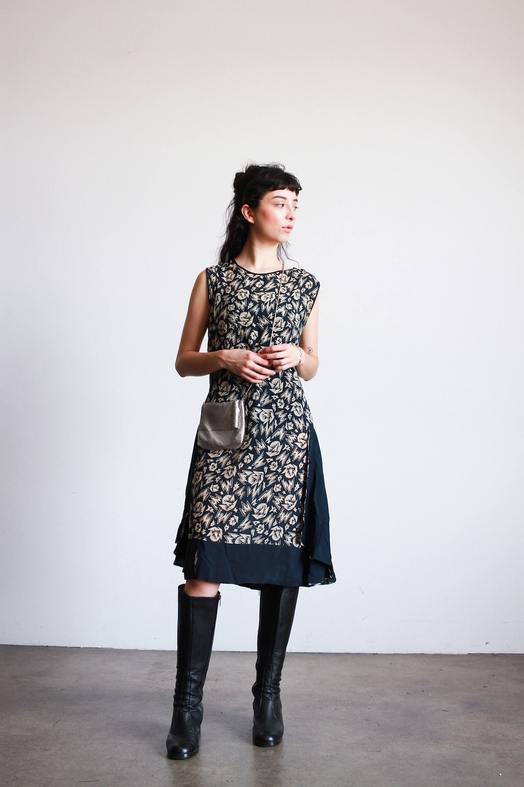 1920s Art Deco Print Silk Drop Waist Dress - Etsy