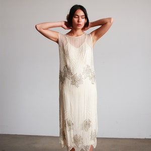 1920s Silk Chiffon Beaded Shift Dress - Etsy