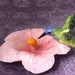 Hummingbird on Hibiscus Flower, Resin Figurine 3.50 Dia, Table/desk ...