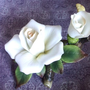 Porcelain Double White Rose Figurine by Paul Sebastian 1989. Vintage ...