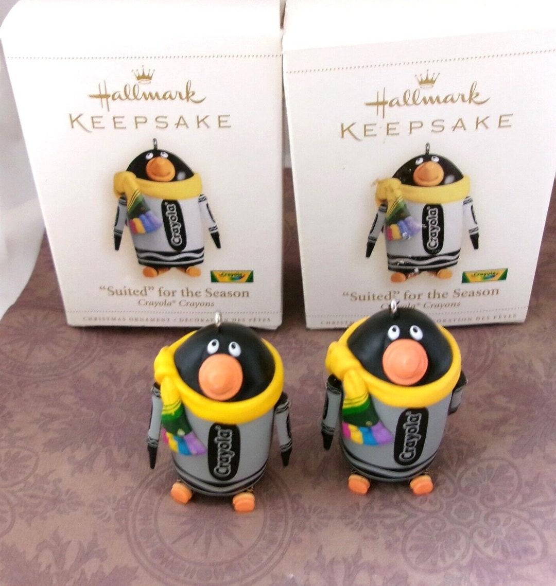 2 Crayola Crayon Penguin Ornaments, Hallmark Keepsake Suited for the ...