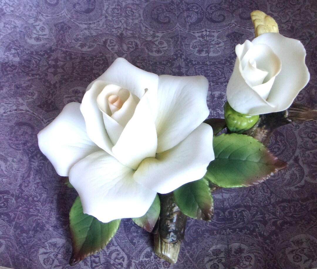 Porcelain Double White Rose Figurine by Paul Sebastian 1989. Vintage ...
