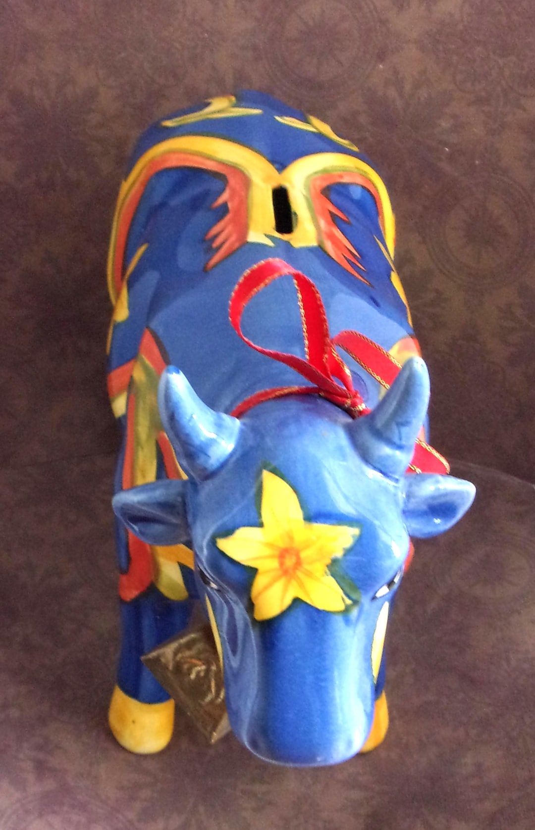 Ceramic Cow Coin Bank: 7" T Vintage Cattle Art With Neck Bell. - Etsy