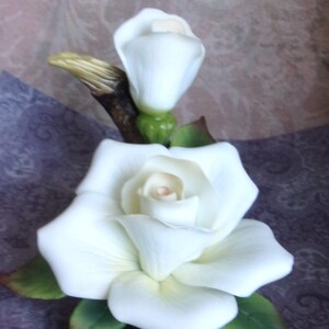 Porcelain Double White Rose Figurine by Paul Sebastian 1989. Vintage ...