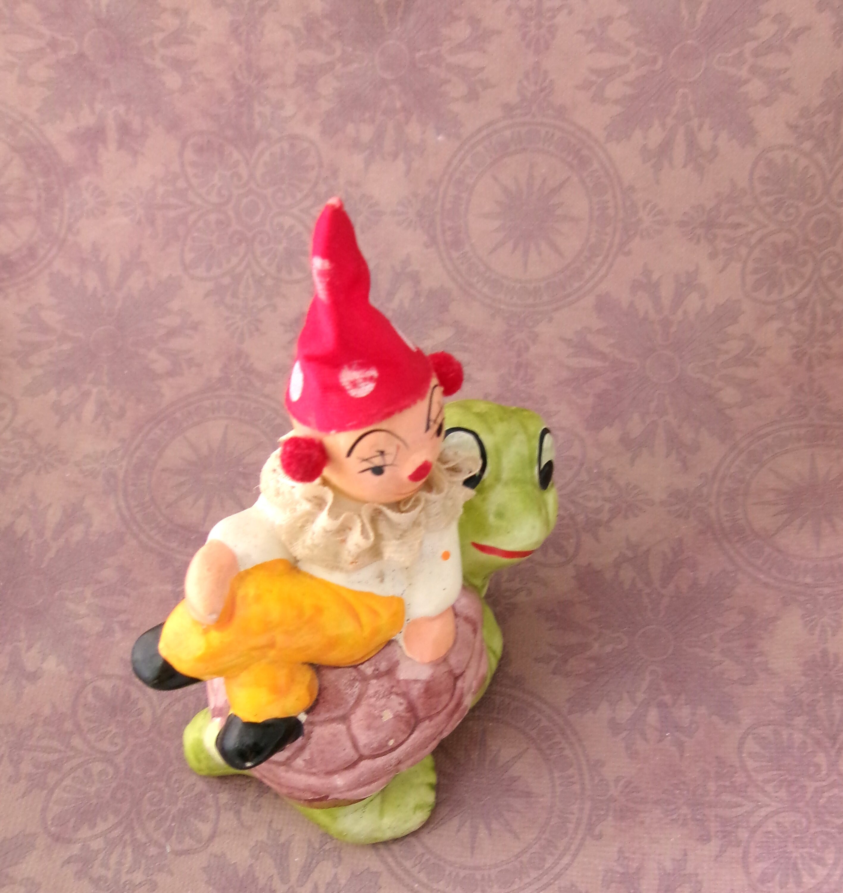 Clown Riding a Green Turtle: Vintage Ceramic Figurine 4" T - Etsy