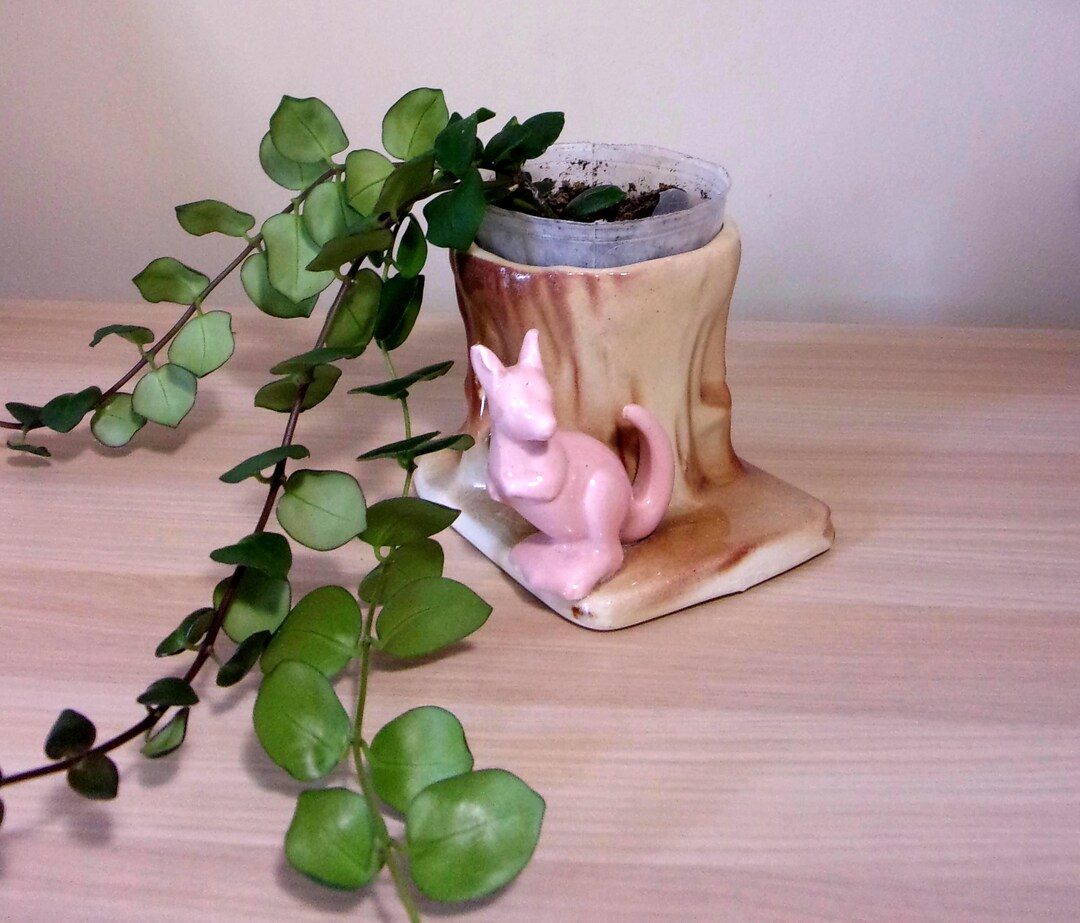 Vintage Ceramic Kangaroo Planter: Decorative Vase, Pen Holder, Handmade ...