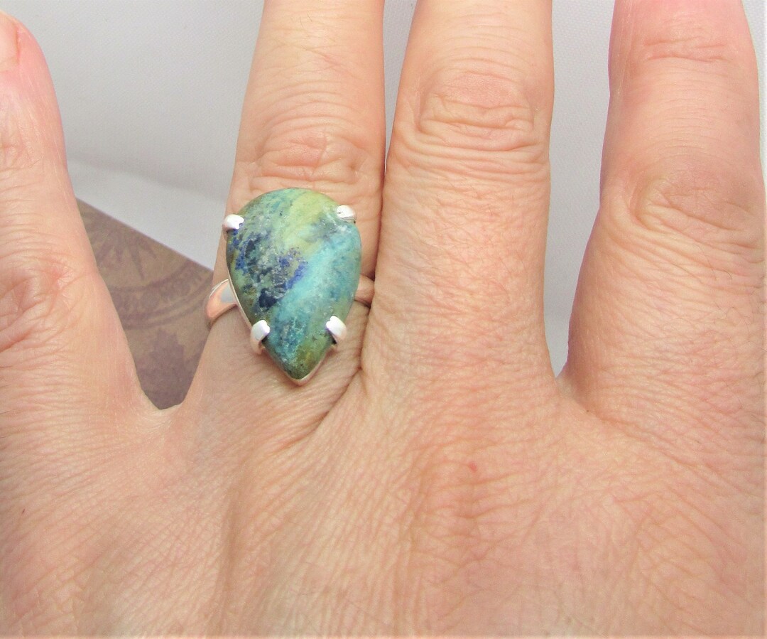 Silver Azurite Rings Beautiful Azurite in Different Hues - Etsy