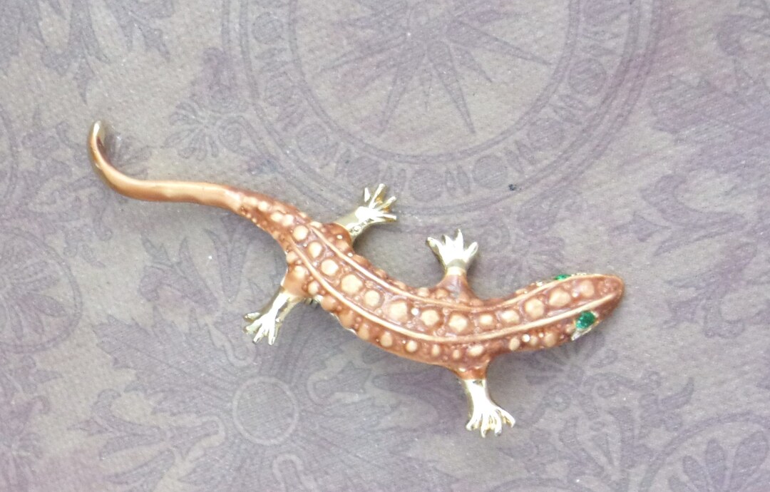 Vintage Enamel Gecko Brooch/pin, Gecko Lizard Salamander Brooch, Color ...