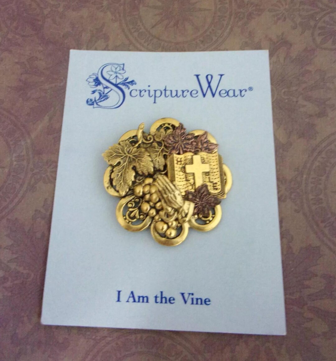 Scripture Wear Religious Brooch "i Am the Vine" , Temple Baptist Church ...