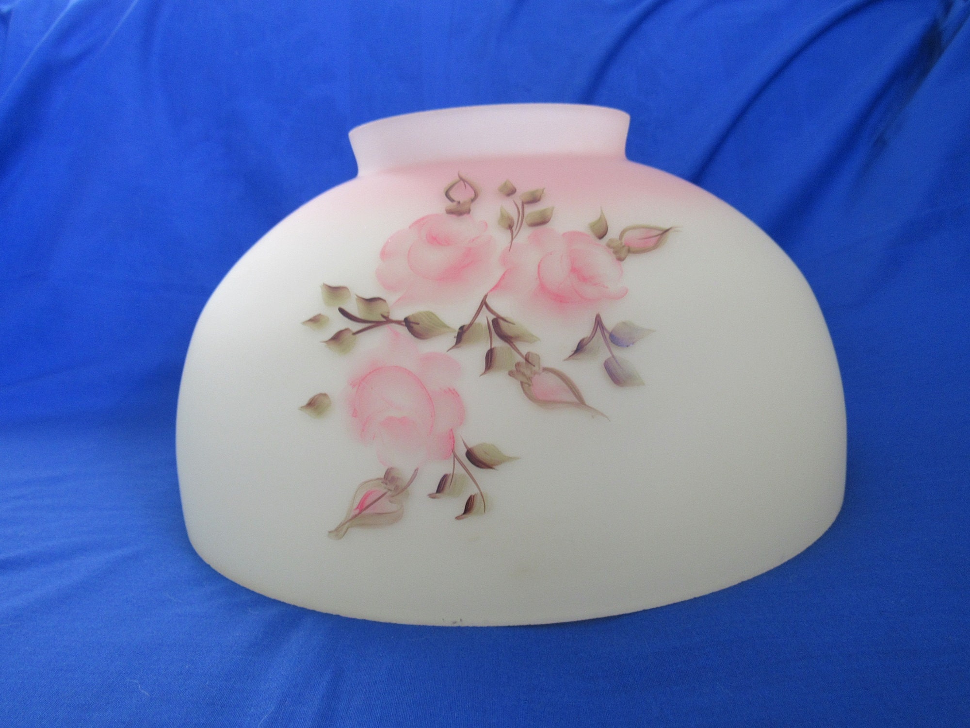 Dome Shade Fenton Burmese 13 3/4 Library Parlor Lamp Roses - Etsy