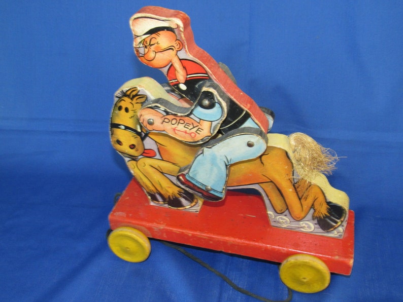 FISHER PRICE POPEYE on Horse C. 1937 Pull Toy Cowboy 705 Spark Plug - Etsy
