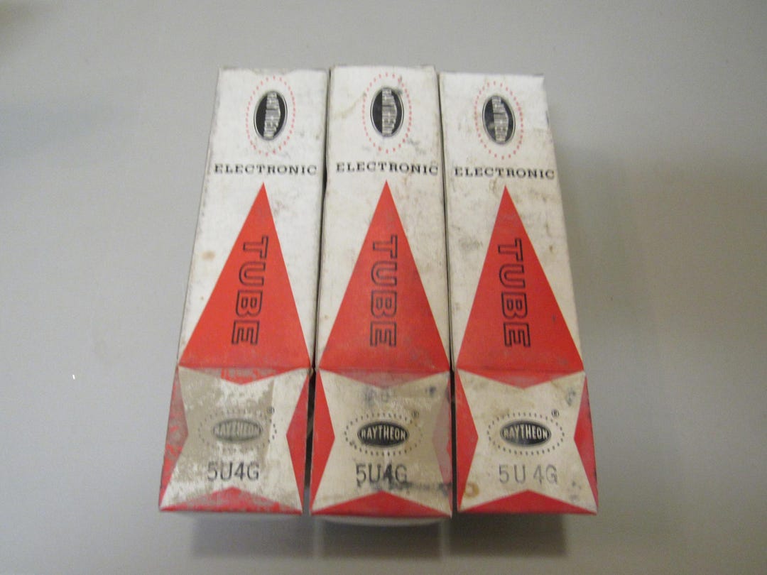 5U4G Vacuum Tube- RAYTHEON UNILINE Three Strong Tubes - Rectifier Tube ...