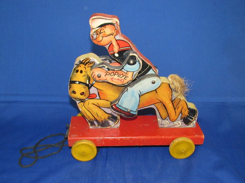 FISHER PRICE POPEYE on Horse C. 1937 Pull Toy Cowboy 705 Spark Plug - Etsy