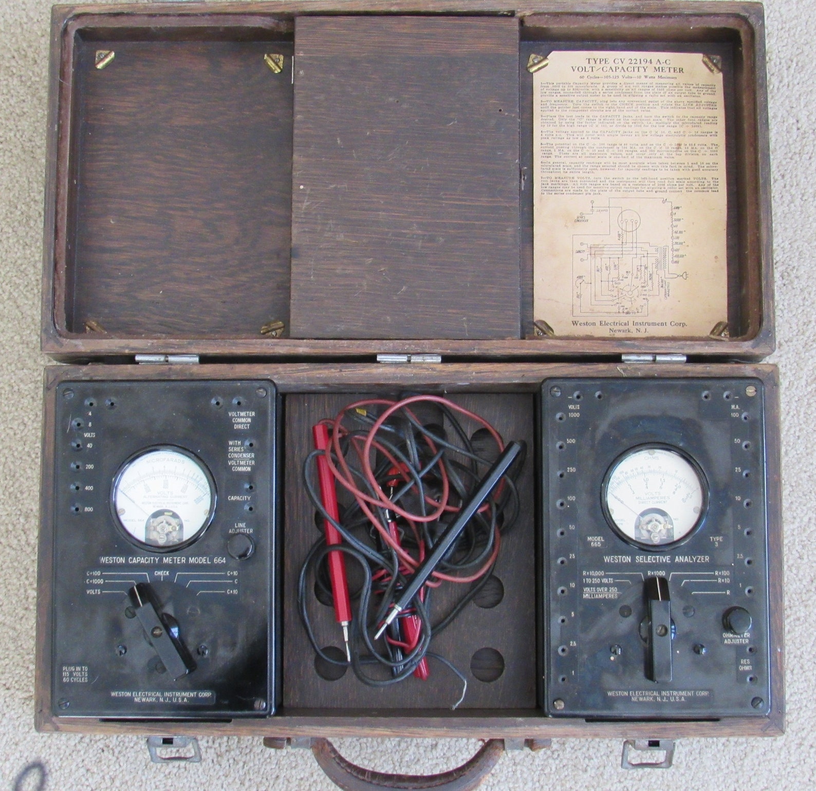 Weston Model 665 & 664 Test Instruments. Original Wood Case FREE ...