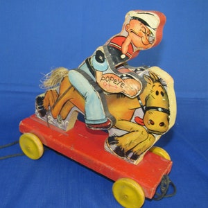 FISHER PRICE POPEYE on Horse C. 1937 Pull Toy Cowboy 705 Spark Plug - Etsy