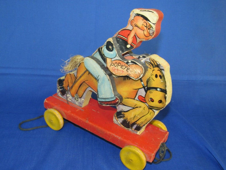 FISHER PRICE POPEYE on Horse C. 1937 Pull Toy Cowboy 705 Spark Plug - Etsy