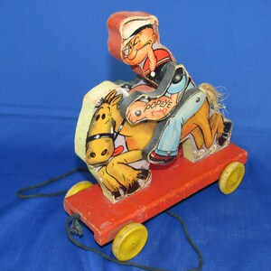 FISHER PRICE POPEYE on Horse C. 1937 Pull Toy Cowboy 705 Spark Plug - Etsy