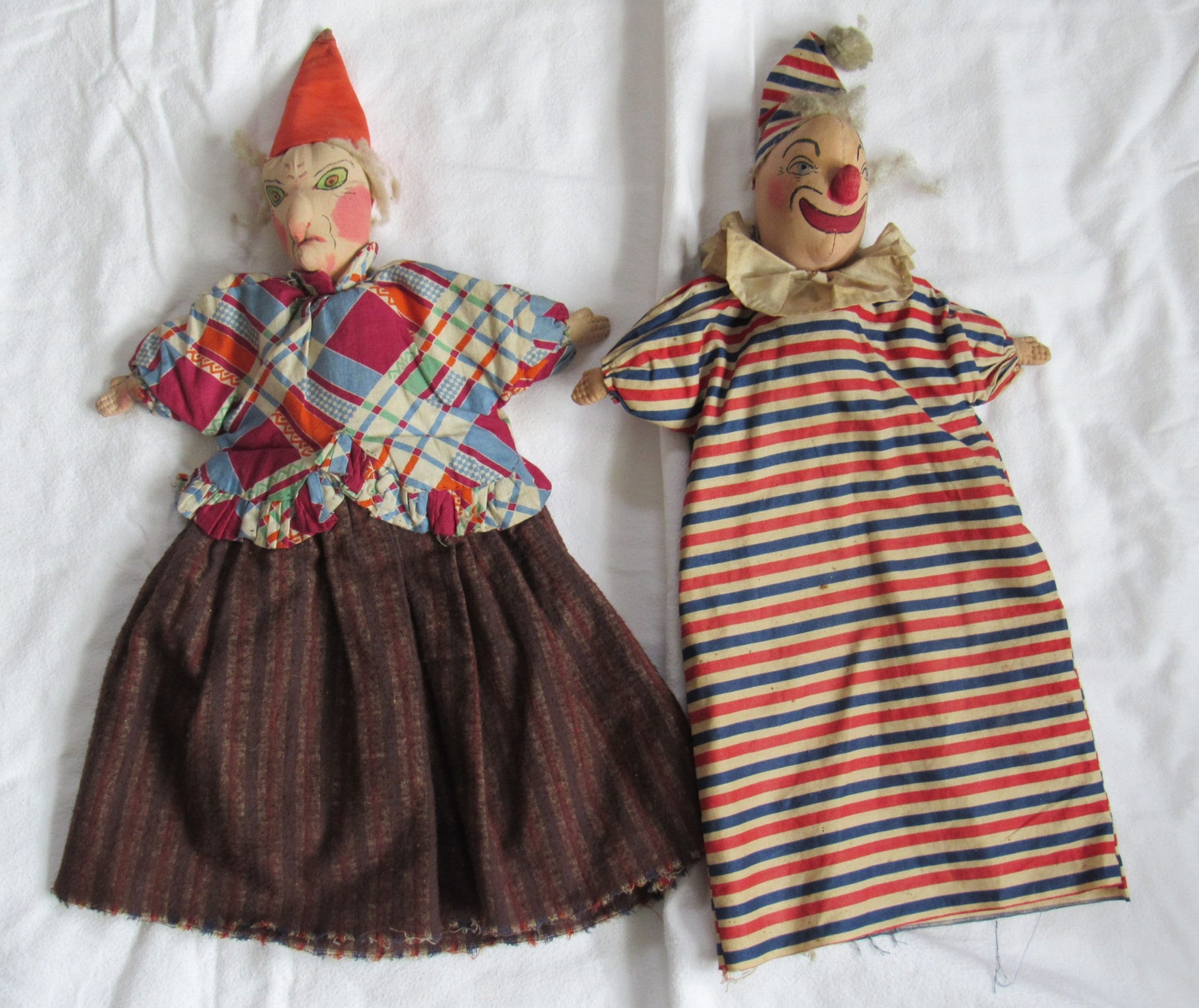 Punch and Judy: Puppets Punch and Judy Vintage Cloth Stick Hand Puppets ...