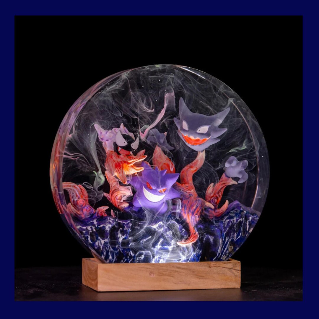 GENGAR Pokemon Epoxy Lamp, Custom Epoxy Resin Lamp, Resin Night Light ...